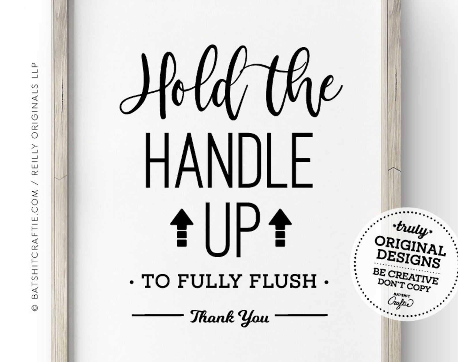 Hold Handle UP to Fully Flush Printable Bathroom Sign Cute - Etsy