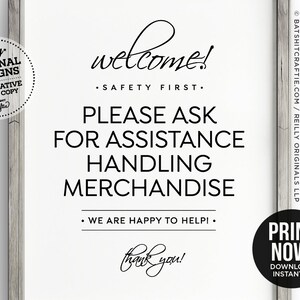 Please Ask for Assistance Handling Merchandise PRINTABLE SIGN ~ Modern ...