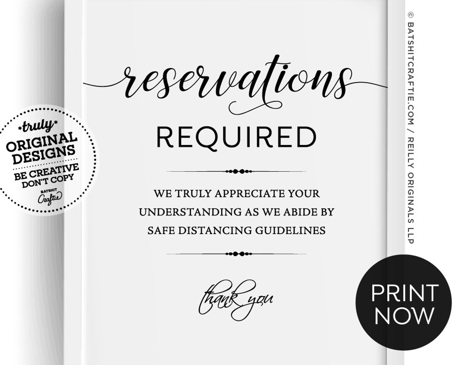 Reservations Required PRINTABLE Sign Salon Restaurant Poster | Etsy