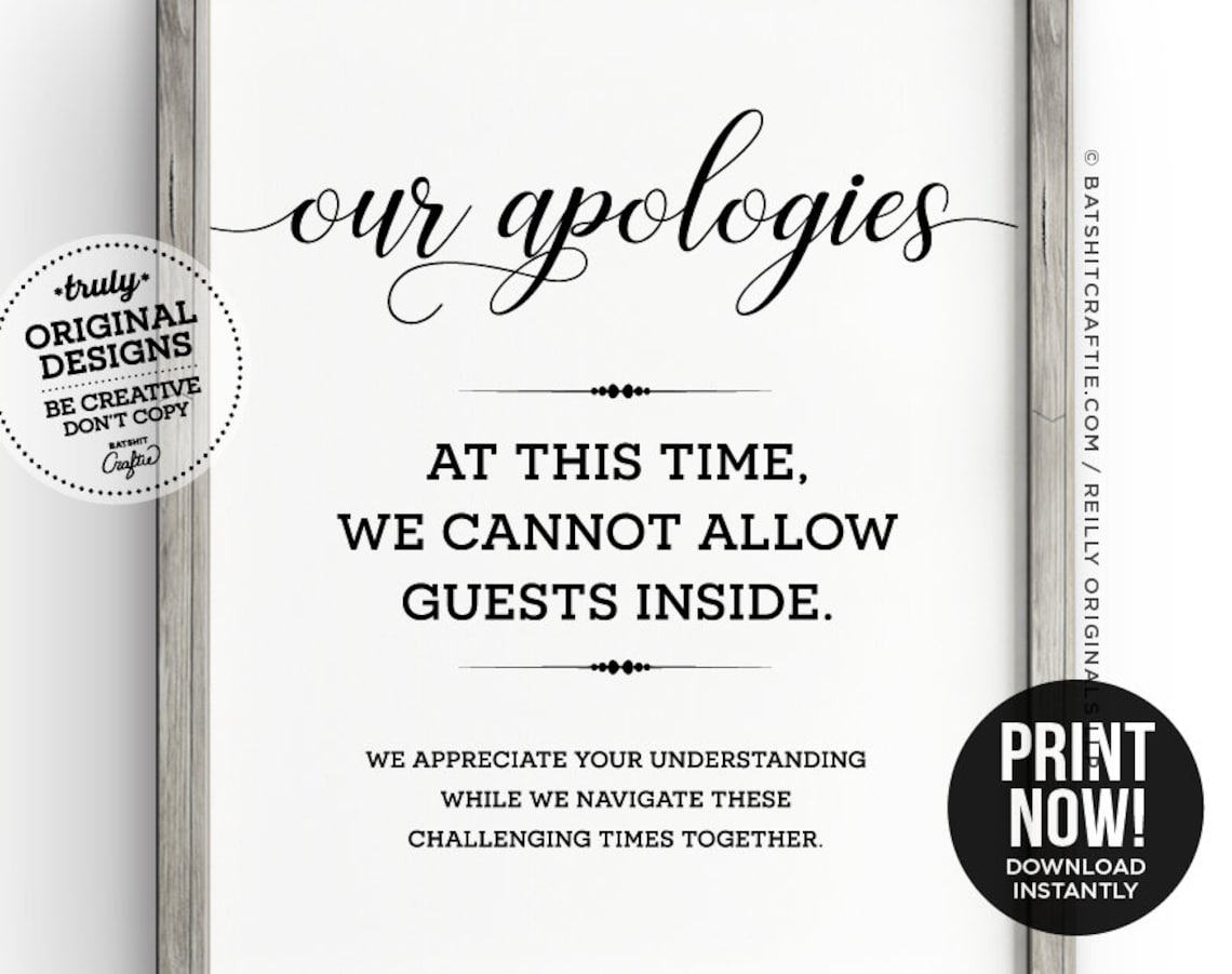Guests Not Permitted Indoors Inside PRINTABLE SIGN modern | Etsy