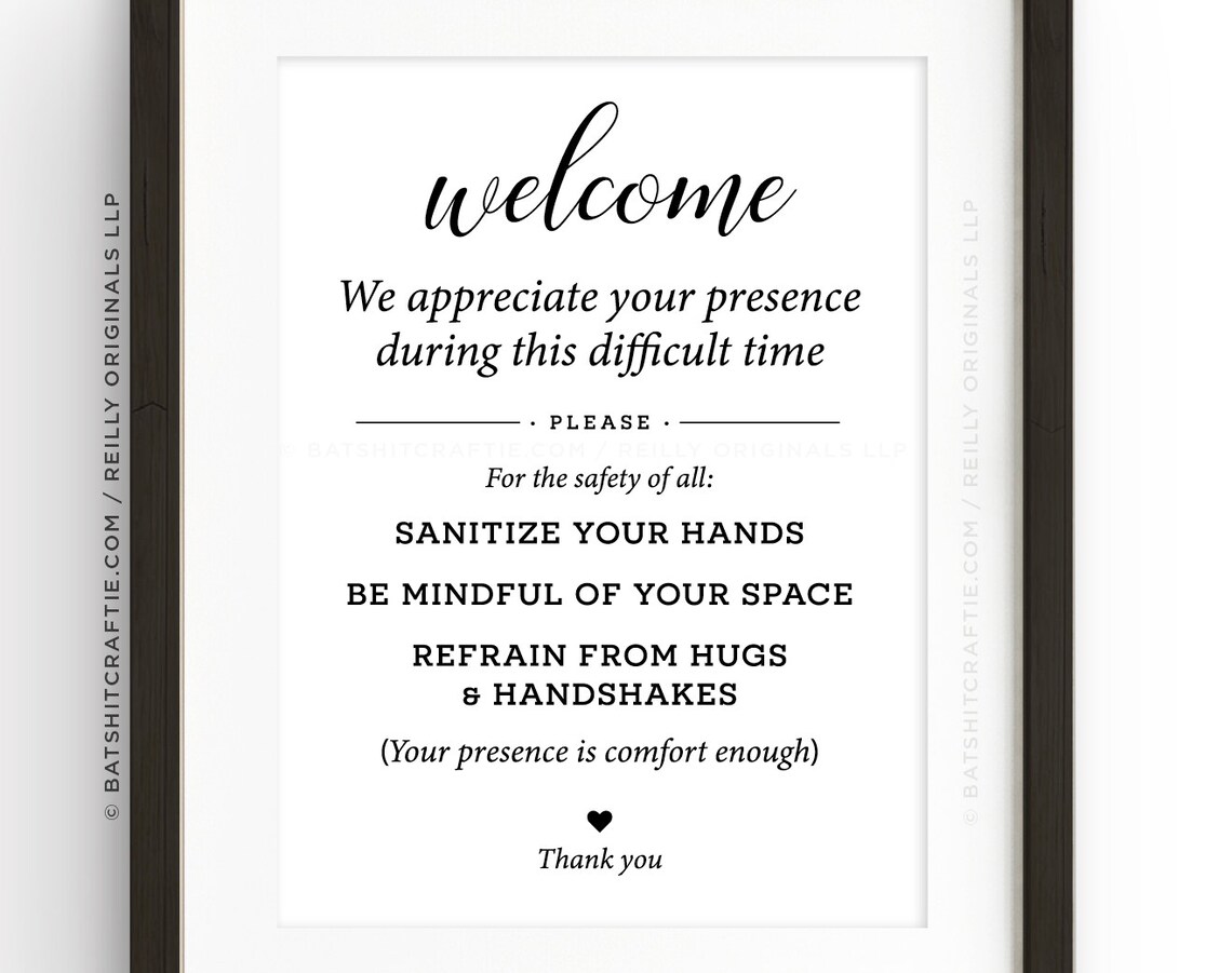 Funeral Safety Printable Sign Help Protect Our Friends Family - Etsy