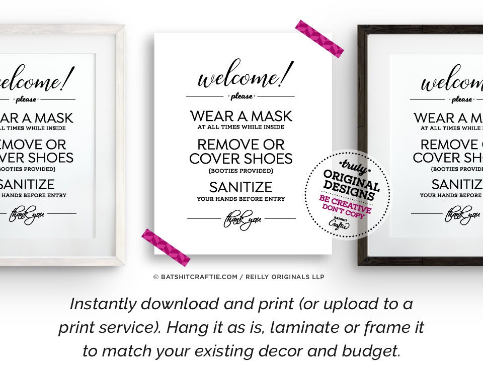 Remove Shoes Mask Required Sanitize Hands PRINTABLE SIGN - Etsy