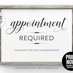 Appointment Required PRINTABLE SIGN ~ Modern Simple Poster Cute Wash ...