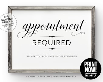 Appointment Required PRINTABLE SIGN Modern Simple Poster | Etsy