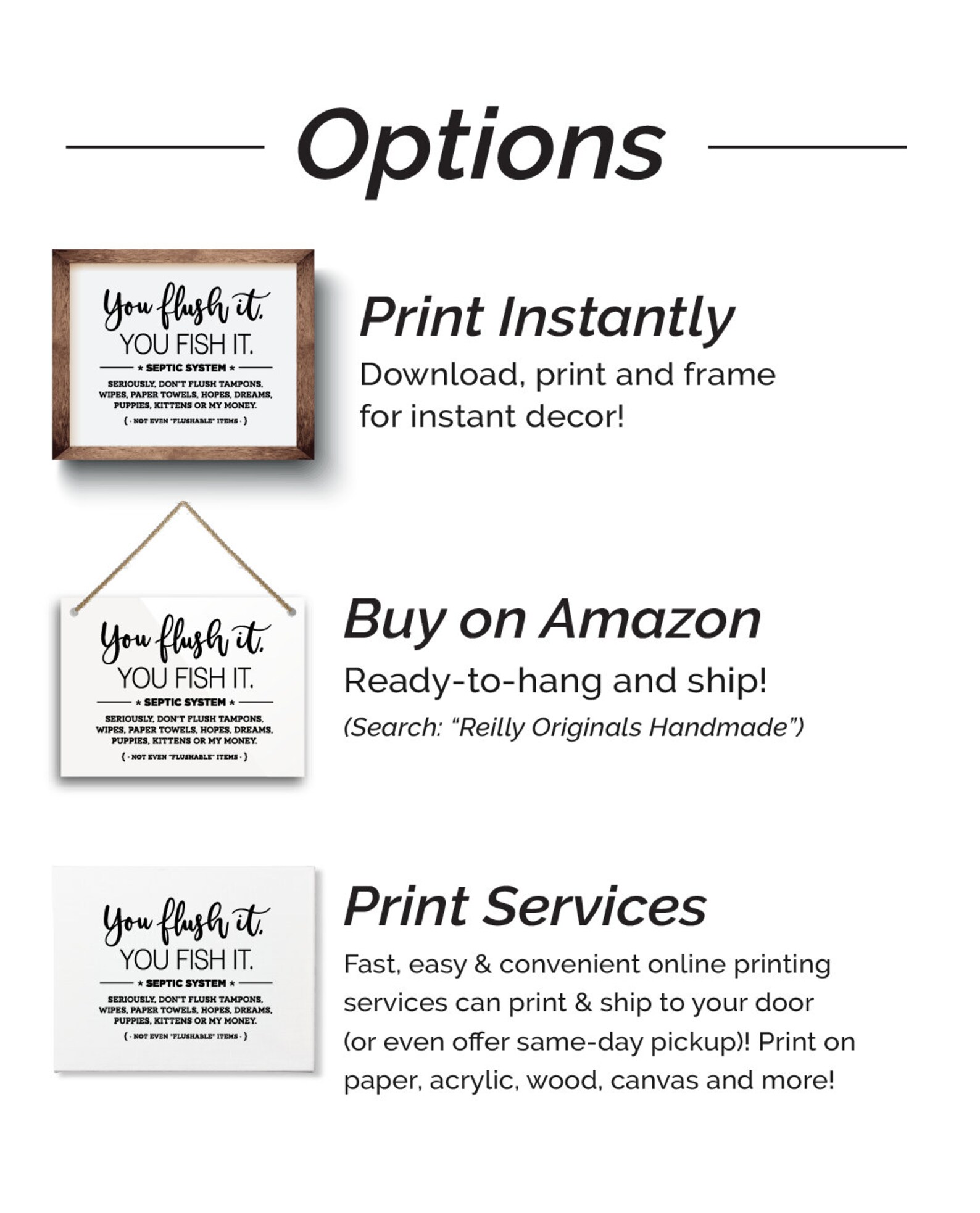 Funny Bathroom Sign You Flush It Fish It Septic System | Etsy