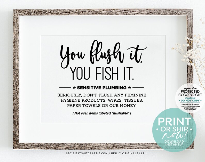 You Flush It Fish It Septic System Funny Bathroom Sign - Etsy
