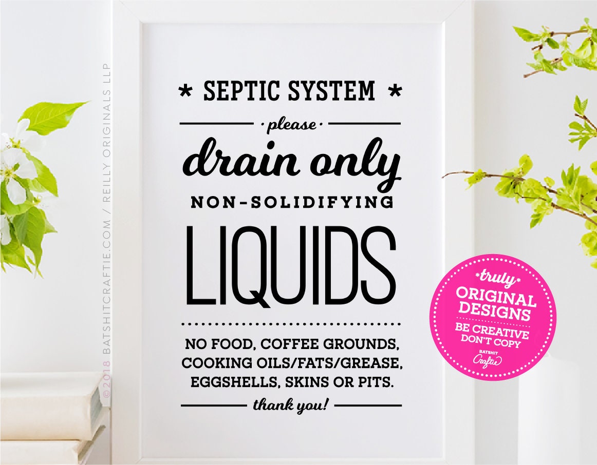 Septic System PRINTABLE Kitchen Sign Drain Only - Etsy