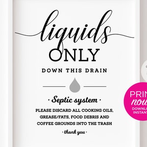 Liquids Only Down This Drain ~ Printable Septic System Sign for Home ...