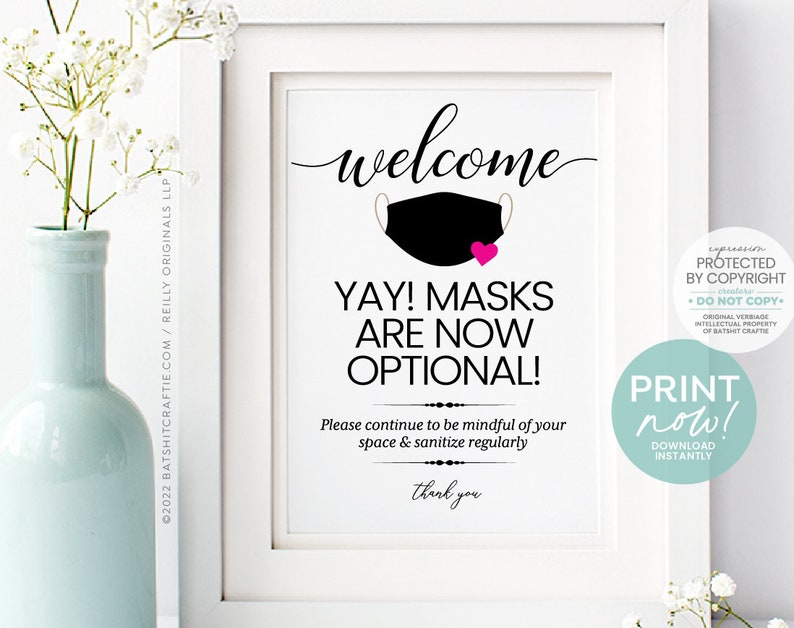 Yay Masks Optional PRINTABLE SIGN Instantly Print Display - Etsy