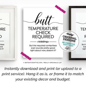 Funny Temperature Check Required PRINTABLE SIGN Modern Office Workplace ...