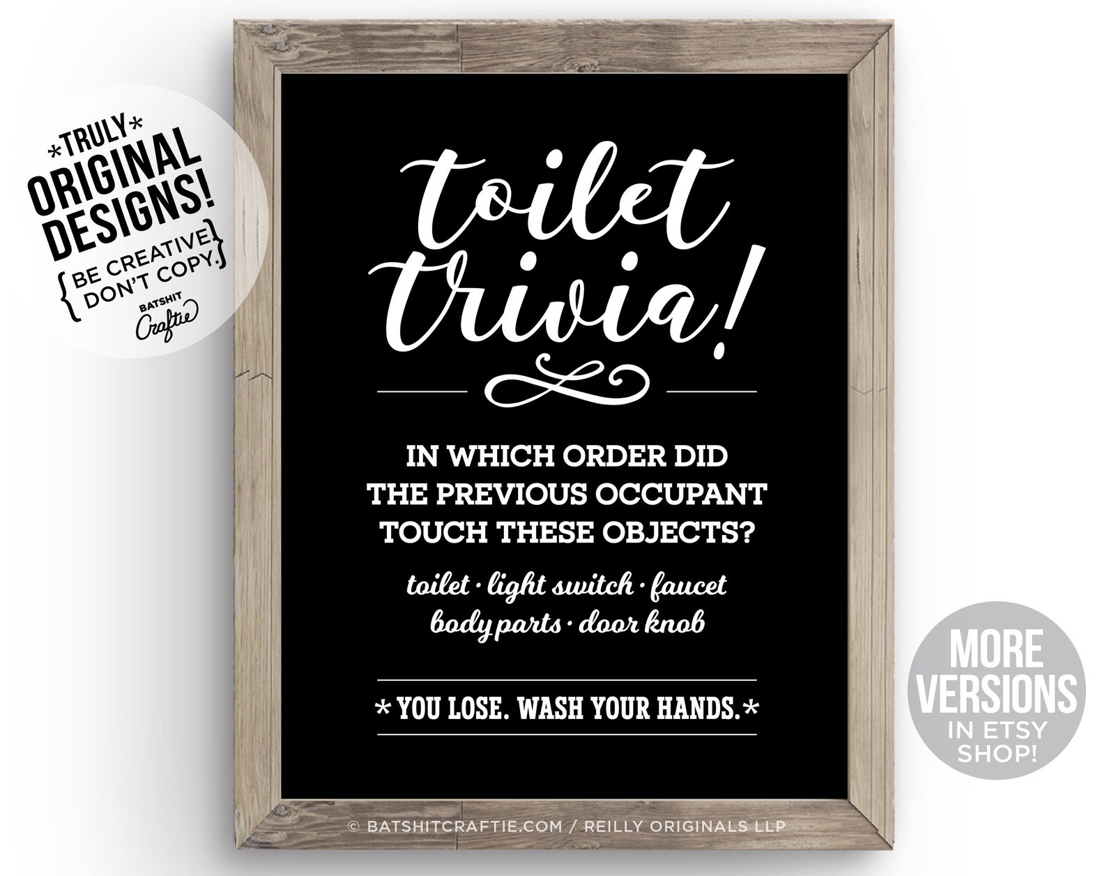 Printable Funny Bathroom Sign Toilet Trivia Wash Your Hands - Etsy