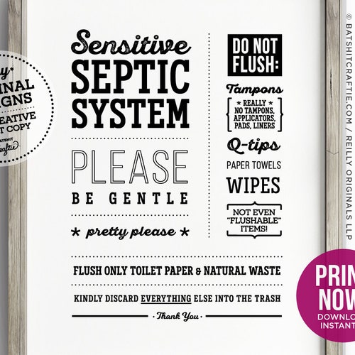 Do Not Flush Wipes PRINTABLE SIGN DOWNLOAD Bathroom Septic - Etsy