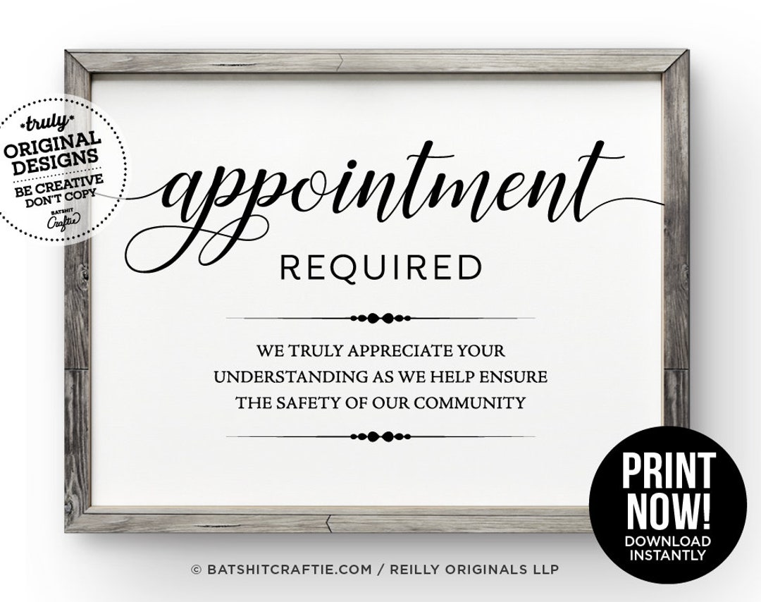 Appointment Required PRINTABLE SIGN ~ Modern Simple Poster Cute Wash ...