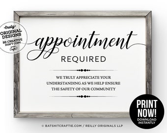 No Walk-ins by Appointment Only PRINTABLE SIGN Modern Simple | Etsy ...