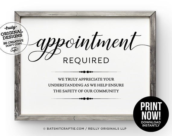 Appointment Required PRINTABLE SIGN Modern Simple Poster - Etsy
