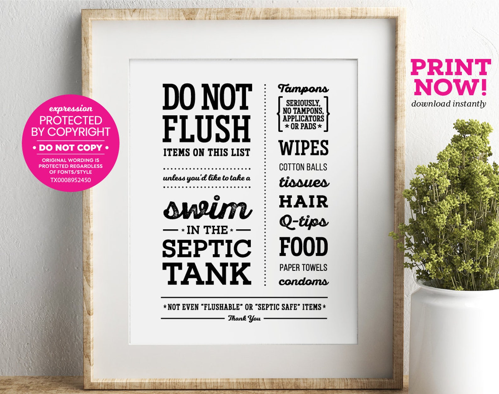 Funny PRINTABLE Septic System Bathroom Sign, Wanna Take a Swim in the ...
