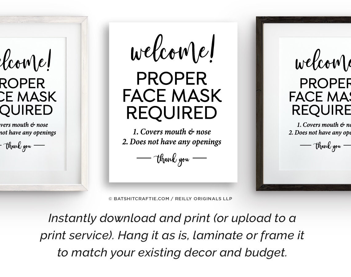 Proper Face Mask Required Cover Mouth & Nose No Holes Openings - Etsy