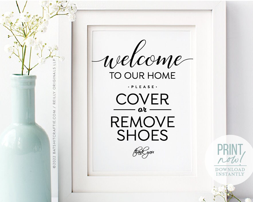 Welcome Remove or Cover Shoes PRINTABLE SIGN Instantly - Etsy