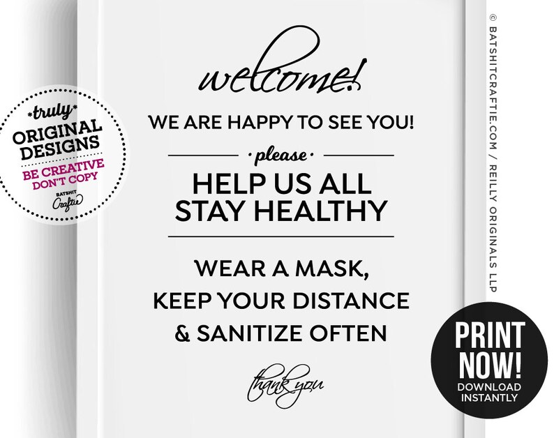 Welcome Please Help Us Stay Healthy Elegant Cute PRINTABLE | Etsy