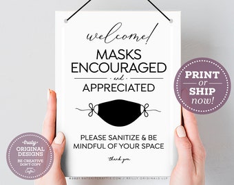 Masks Encouraged Sign - Etsy