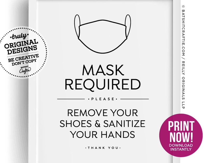 Remove Shoes Mask Required Sanitize Hands PRINTABLE SIGN - Etsy