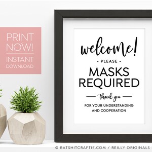 Welcome Masks Required PRINTABLE Sign Cute Script Poster for - Etsy