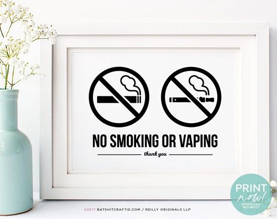 No Smoking or Vaping Printable Sign Instant Digital Download - Etsy