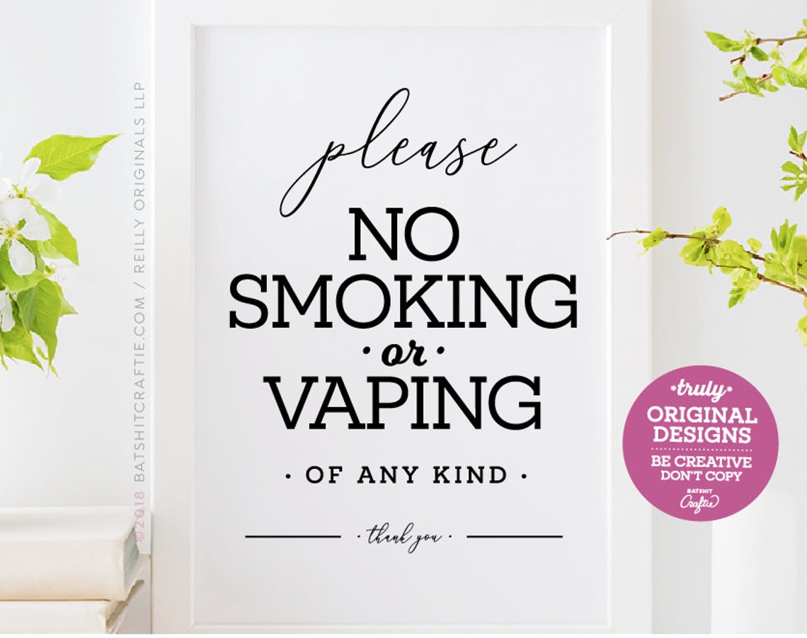 Please No Smoking or Vaping Printable Sign Instant Digital | Etsy