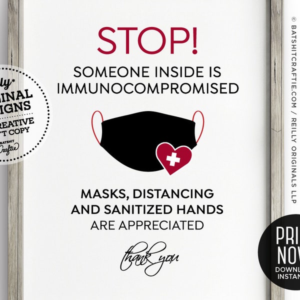 Immunocompromised Sign - Etsy
