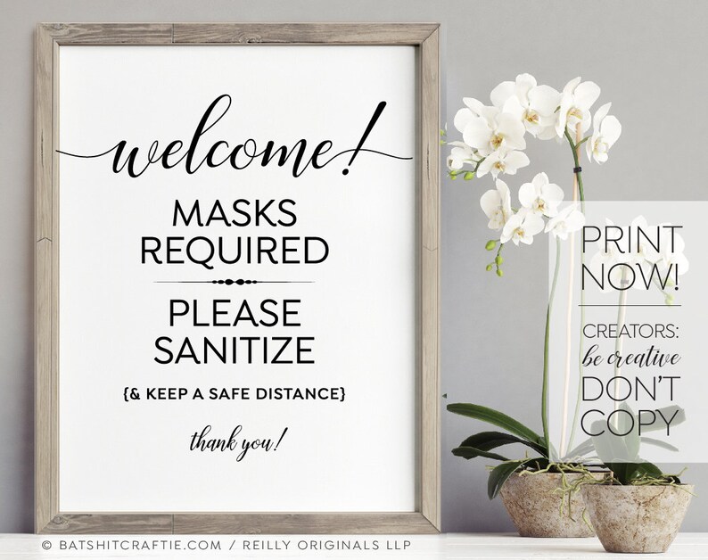 Welcome Masks Required Please Sanitize & Keep Safe Distance | Etsy