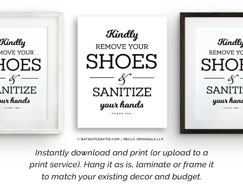 Kindly Remove Shoes & Sanitize Your Hands PRINTABLE SIGN - Etsy