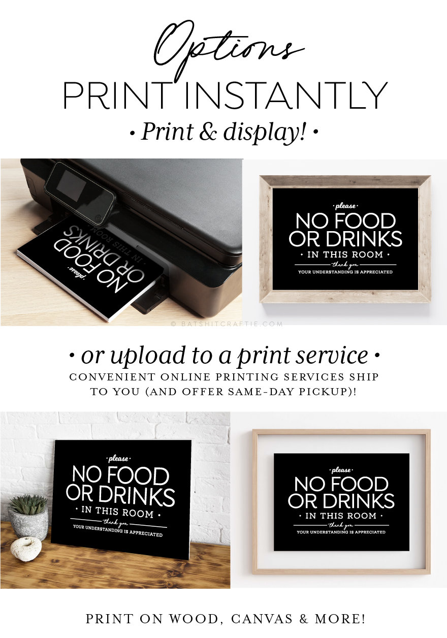 No Food or Drinks in This Room Sign Download and Print - Etsy