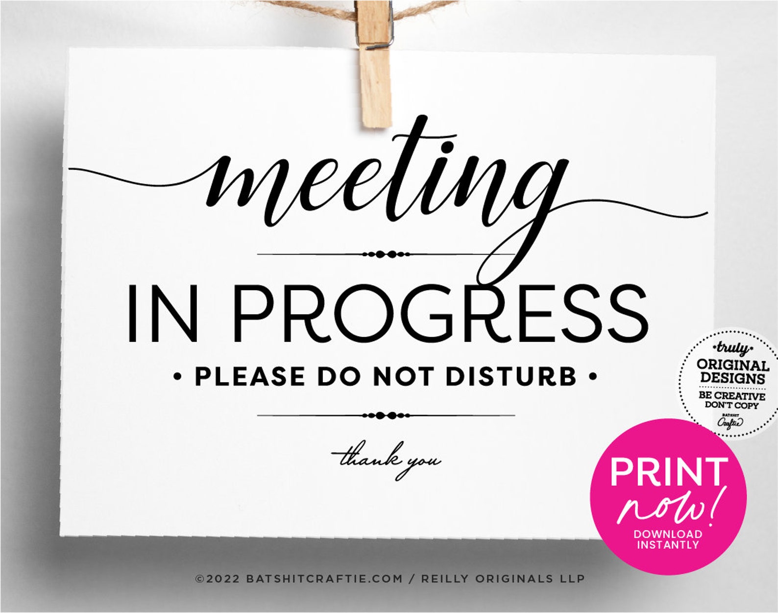 Meeting in Progress Please Do Not Disturb Elegant Sign ~ Print ...