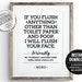 Funny Bathroom Sign PRINTABLE Do Not Flush Anything Other Than Toilet ...