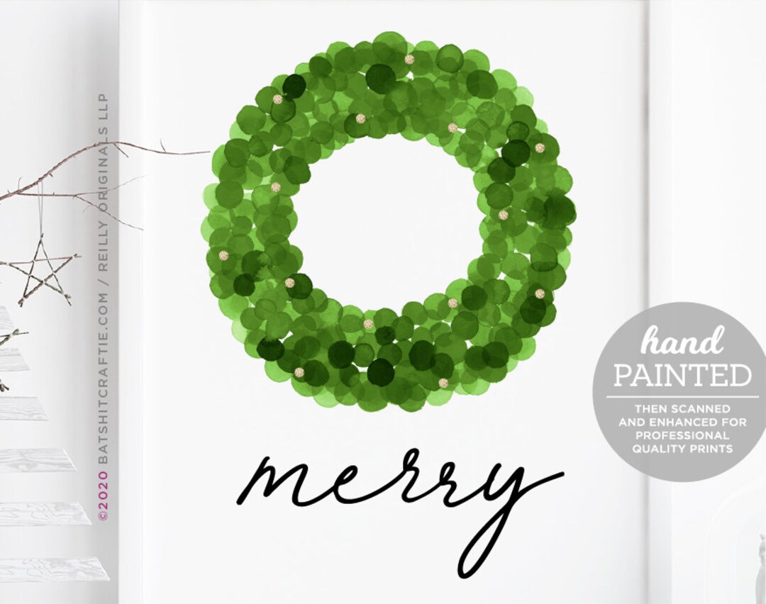 Watercolor Christmas Wreath Printable ~ Modern Simple Elegant Holiday ...