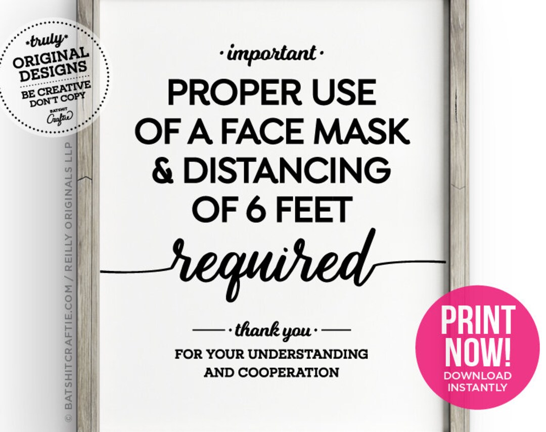 Wear a Mask and Keep Your 6 Feet Apart PRINTABLE SIGN Office - Etsy