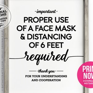 Wear a Mask and Keep Your 6 Feet Apart PRINTABLE SIGN Office - Etsy