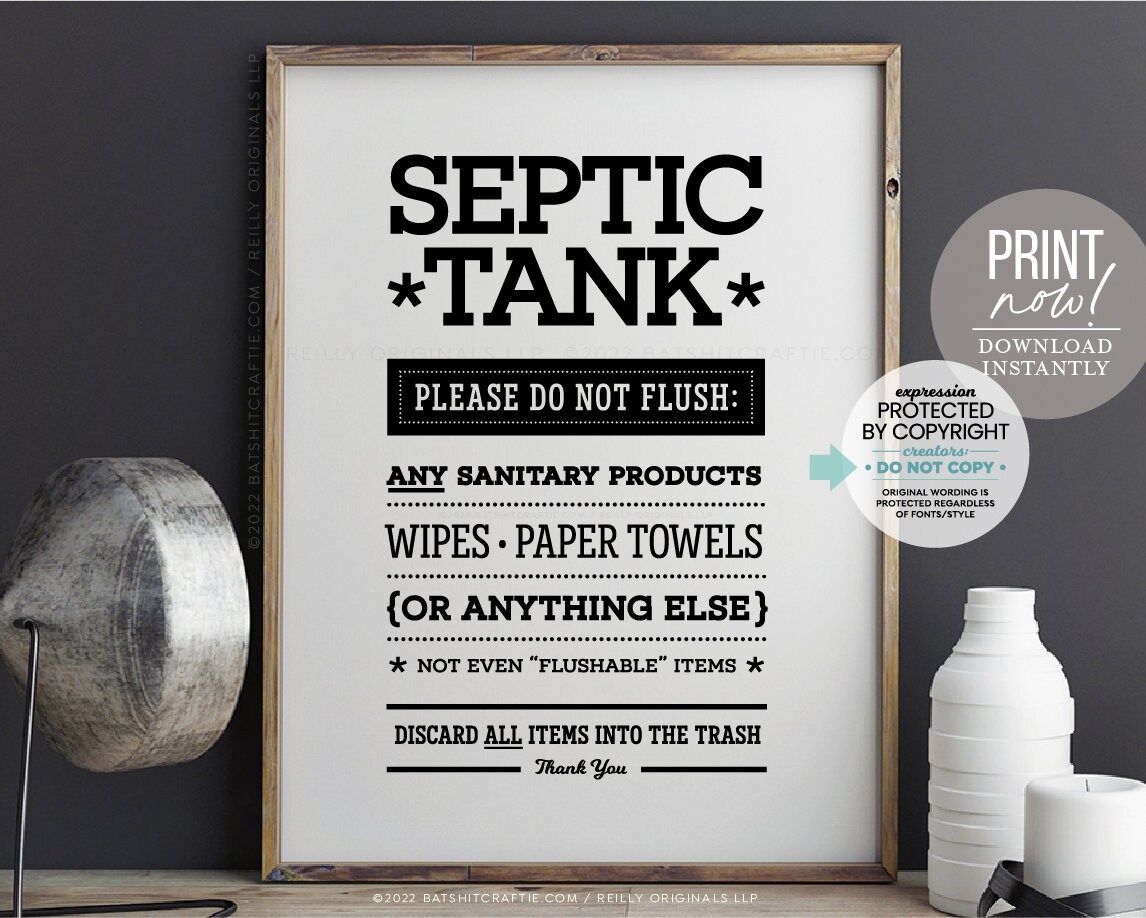 Septic Tank Bathroom Sign INSTANT DOWNLOAD PRINTABLE System Do - Etsy ...