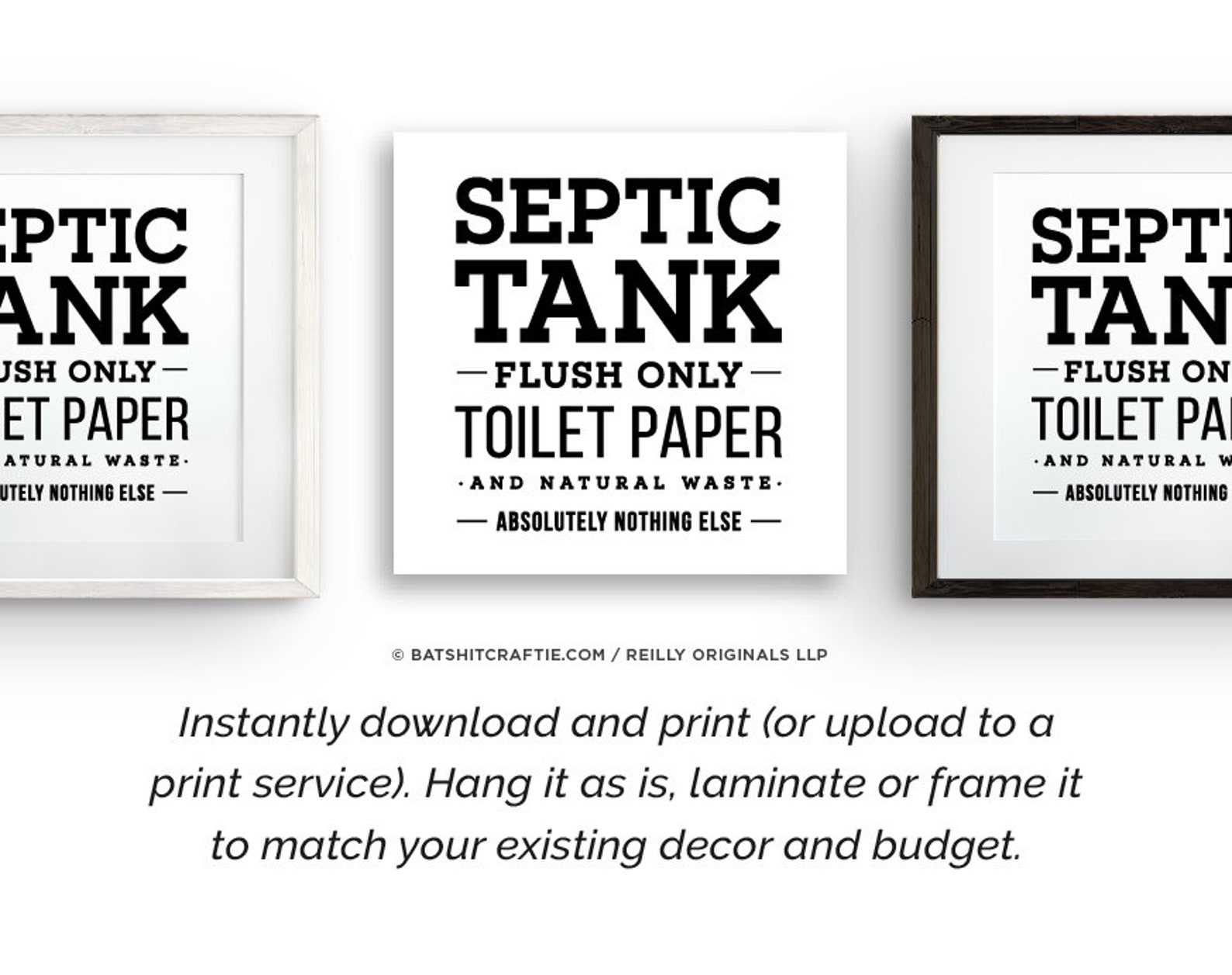 Septic Tank Bathroom Sign INSTANT PRINTABLE Flush Only Toilet Paper ...