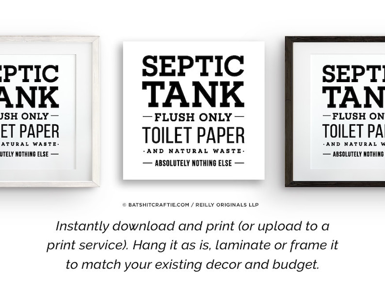 Septic Tank Bathroom Sign INSTANT PRINTABLE ~ Flush Only Toilet Paper ...