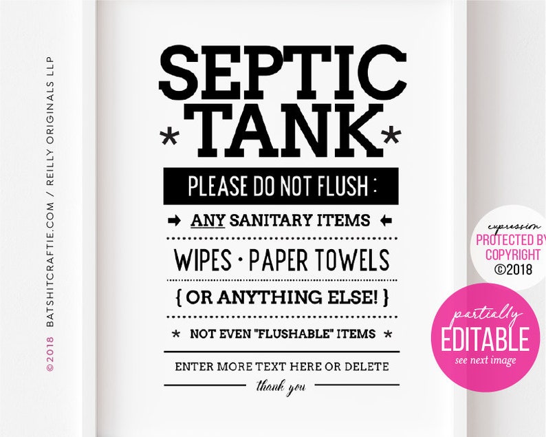 Editable Template Septic Tank Printable Bathroom Sign Do - Etsy Canada