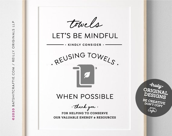 Please Consider Reusing Towels Printable Sign Conserve - Etsy