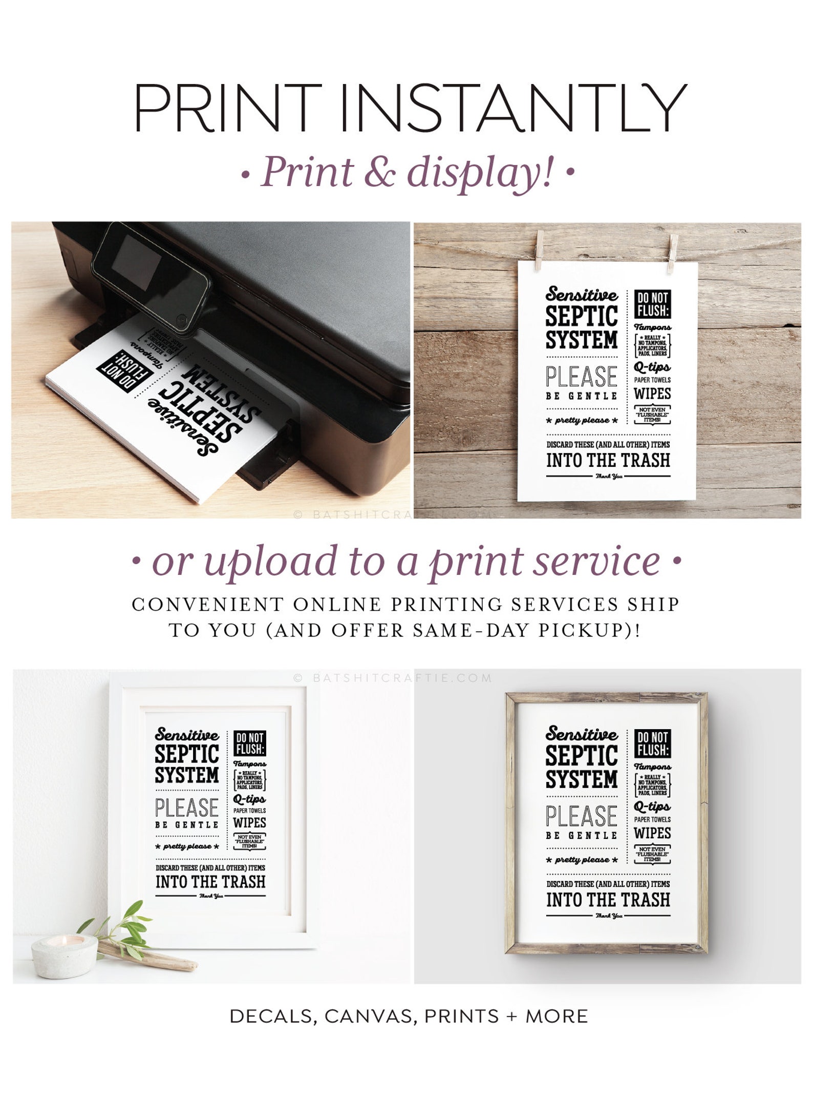 Sensitive Septic System Sign ~ Ready to Ship or Print at Home Instantly ...