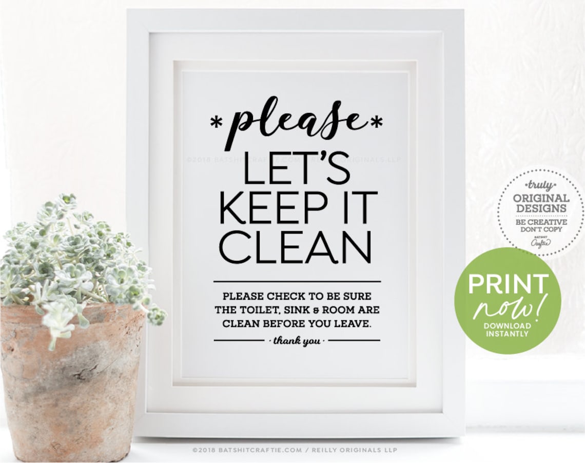 Please Keep It Clean Bathroom Sign PRINTABLE Sink and Toilet - Etsy