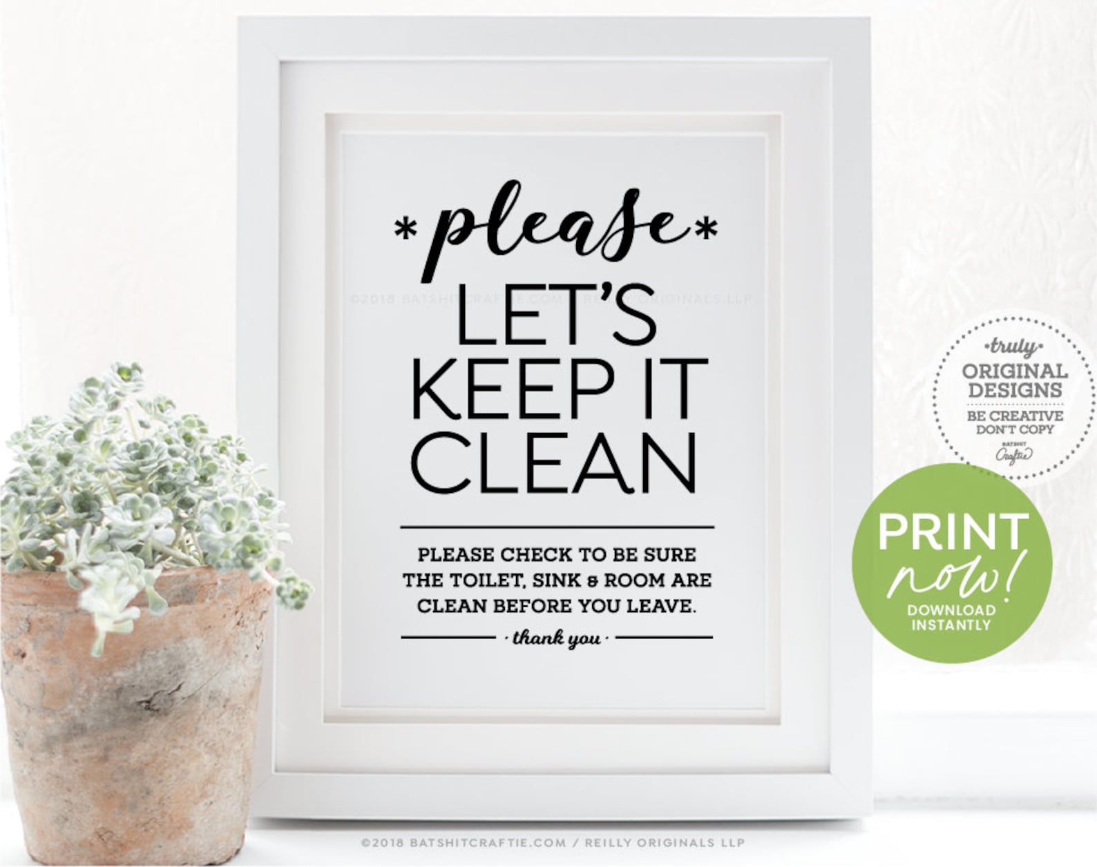 Please Keep It Clean Bathroom Sign PRINTABLE Sink and Toilet Cute ...