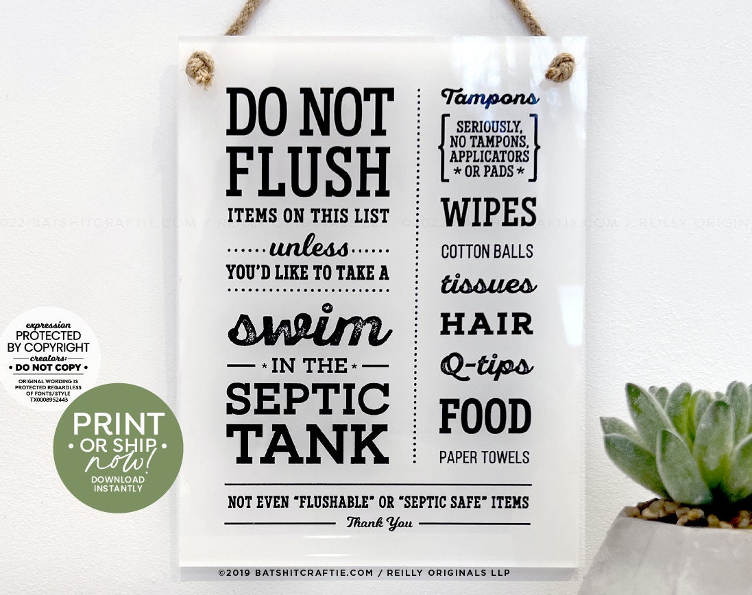 Wanna Take a Swim in the Septic Tank? Funny Bathroom Sign ~ Ready to ...