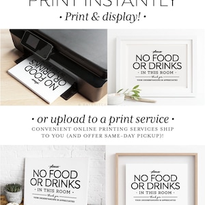 No Food or Drinks in This Room Sign, Download and Print Instantly or ...