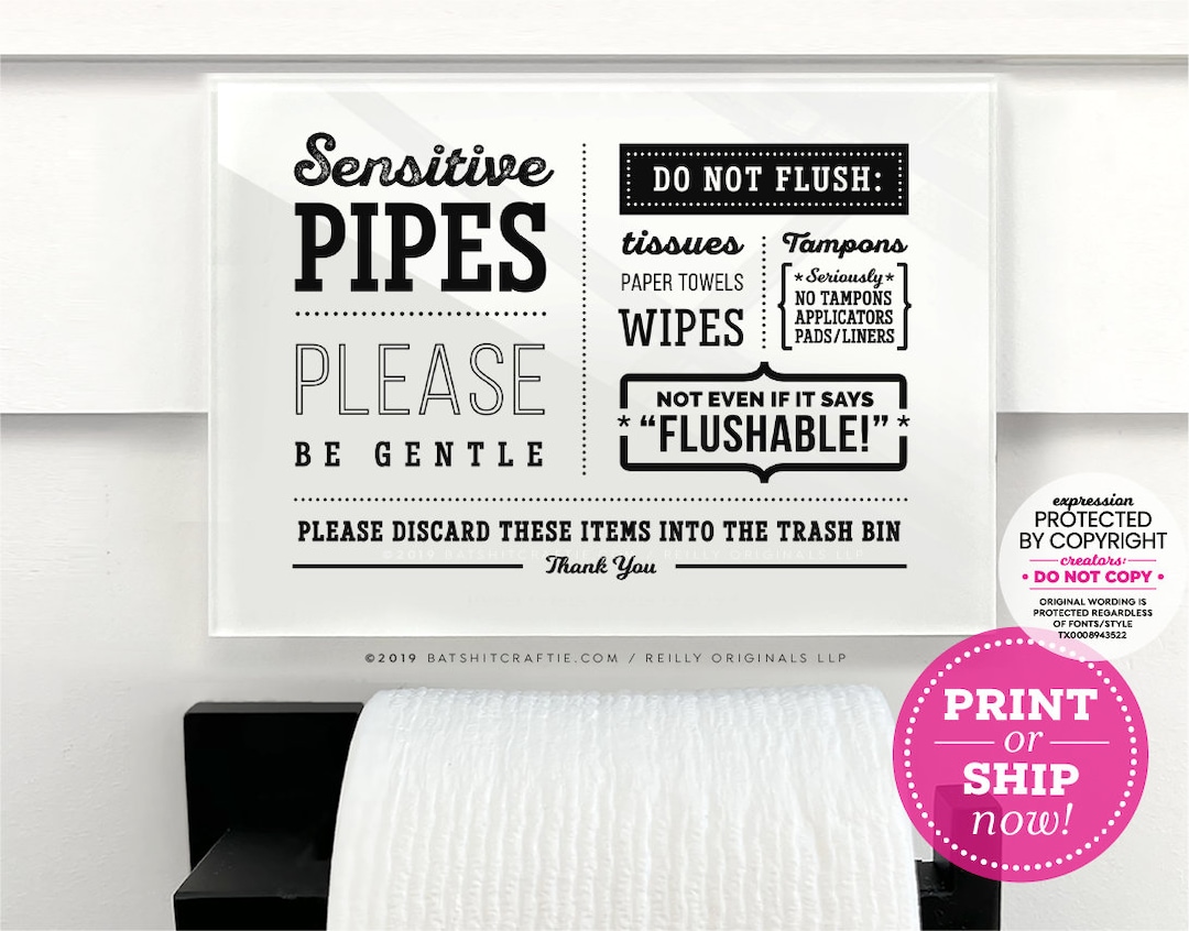 Sensitive Pipes Sign Ready to Ship or Print at Home Instantly Cute do ...