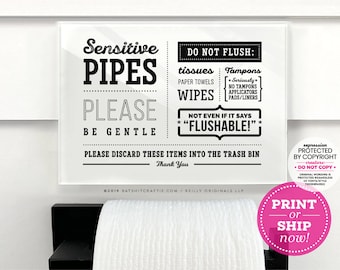 Sensitive Pipes Bathroom Sign - Etsy