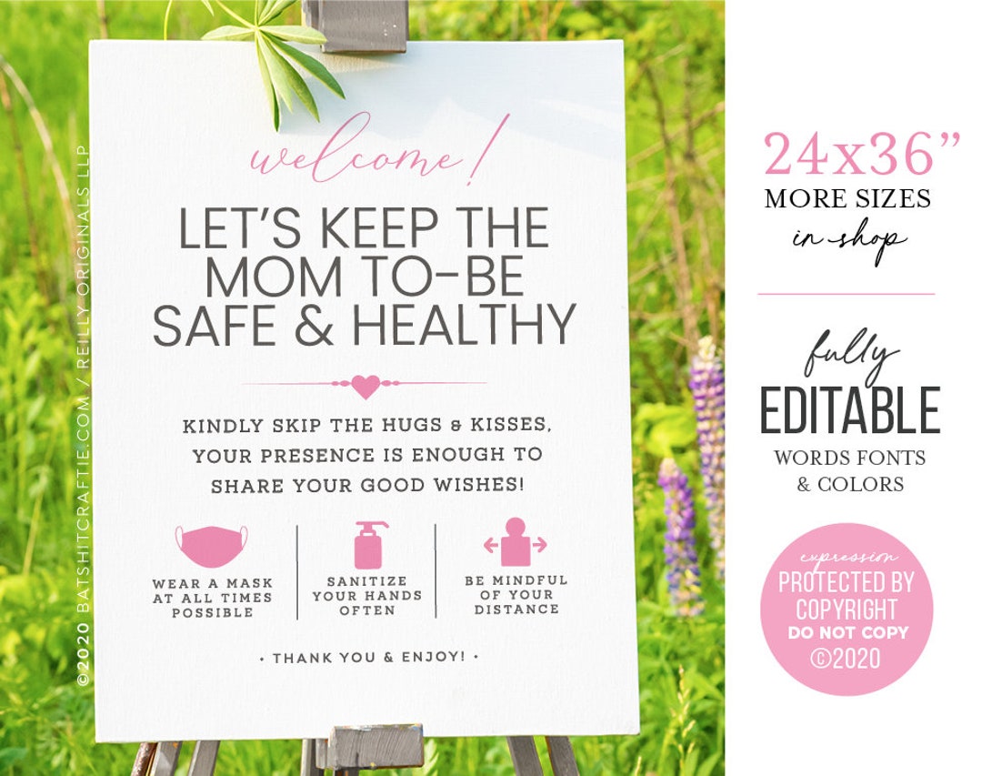 Editable Printable Template ~ Protect Mom-to-be ~ 24x36" (more Sizes in ...
